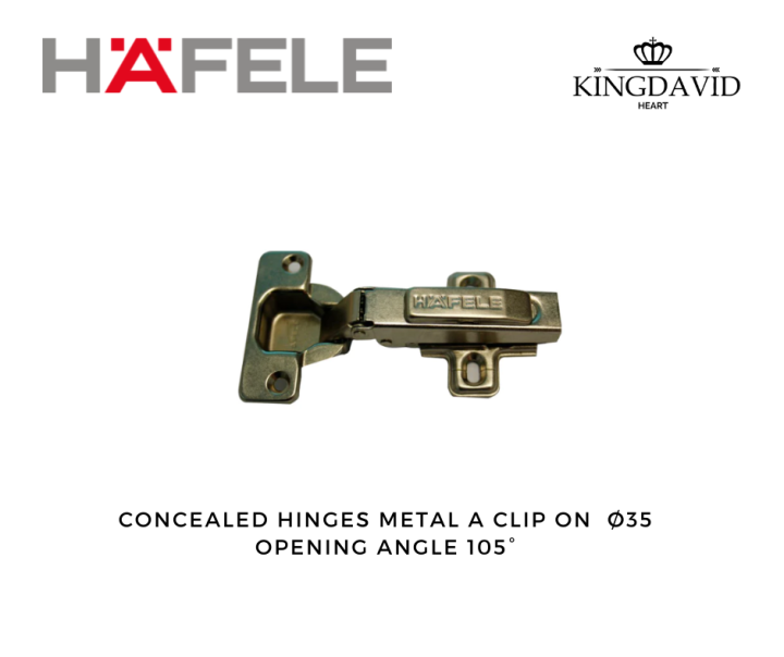 Hafele Concealed Hinges Metalla-A Clip-on Cup Ø35, Opening Angle 105º ...