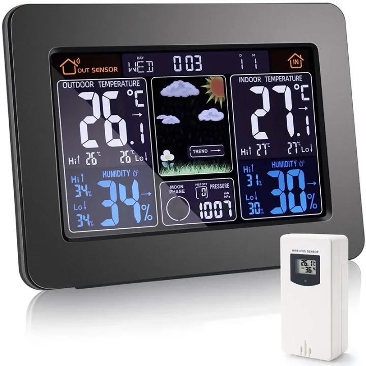 Wireless Weather Station Digital Color Display Weather Station with ...