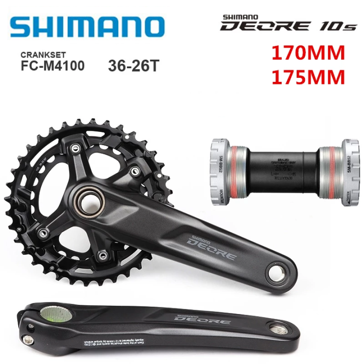 SHIMANO DEORE FC-M4100 Crankset 2x10 Speed 170MM 175MM 36-26T with BB52 bottom bracket original ...