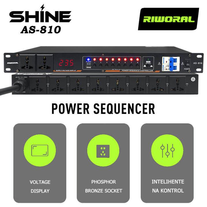 RIWORAL power sequencer controller 8 channels controllable + 2 channels uncontrollable ...
