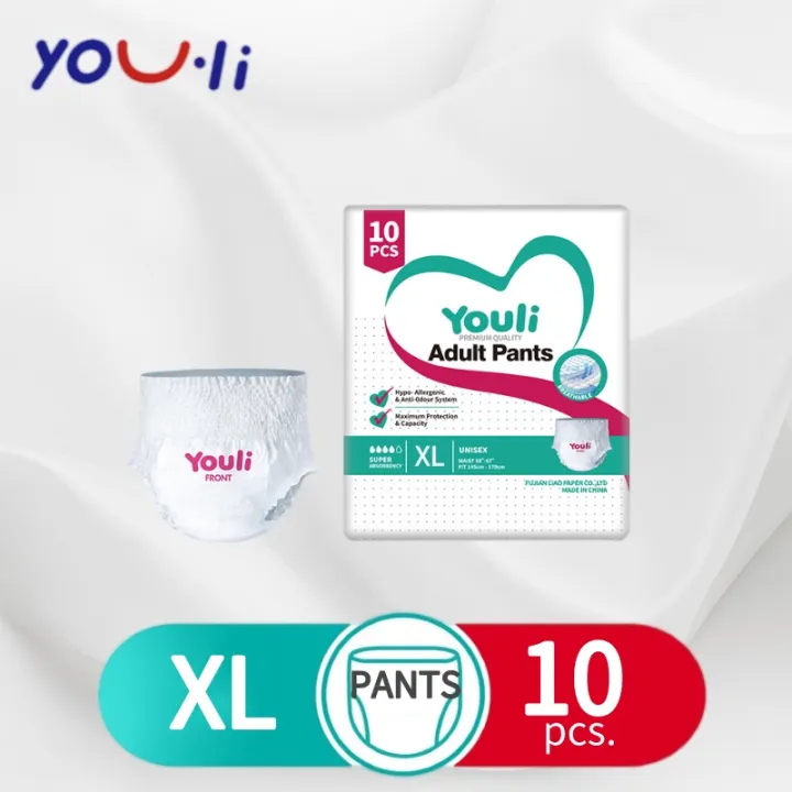 Youli Adult Diapers XL 70-90kg 10 Pcs Overnight Protection Leak-proof ...