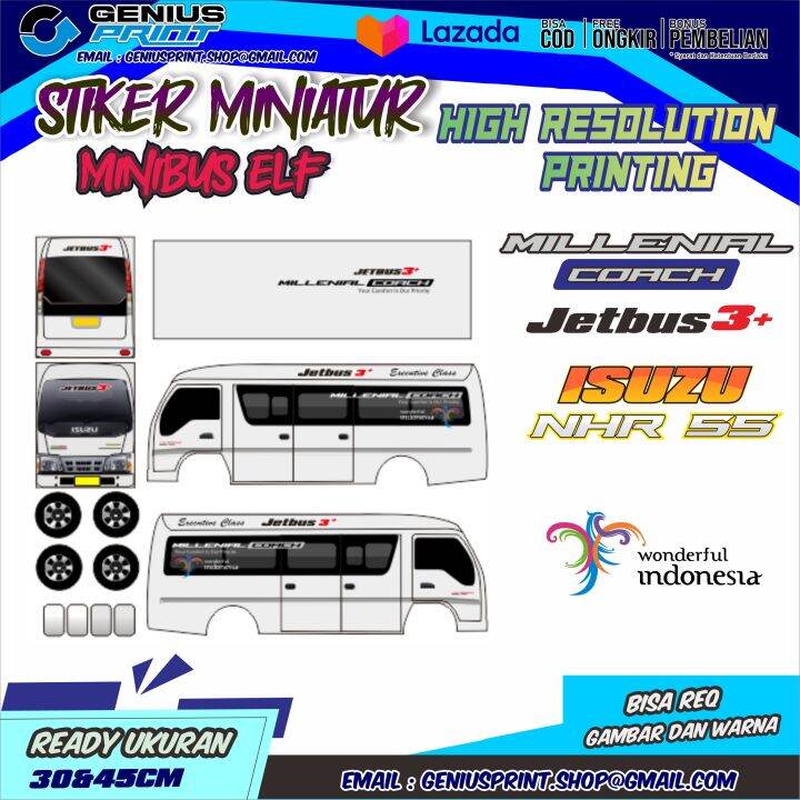 STIKER A3 MINIATUR MINIBUS NHR 55 UK. 30&45CM | Lazada Indonesia
