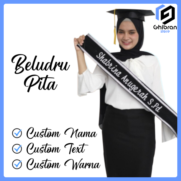 (1 HARI JADI) Selempang Wisuda/Selendang Wisuda Satuan - Custom Tulisan ...