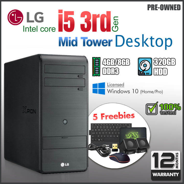 LG B55PS Mid Tower Desktop Core i5-3470 3rd Gen 4GB/8GB DDR3 320GB HDD ...