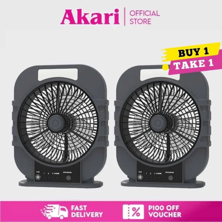 Akari Buy 1 Take 1 - 8 Rechargeable Oscillating Desk Fan with LED Night ...