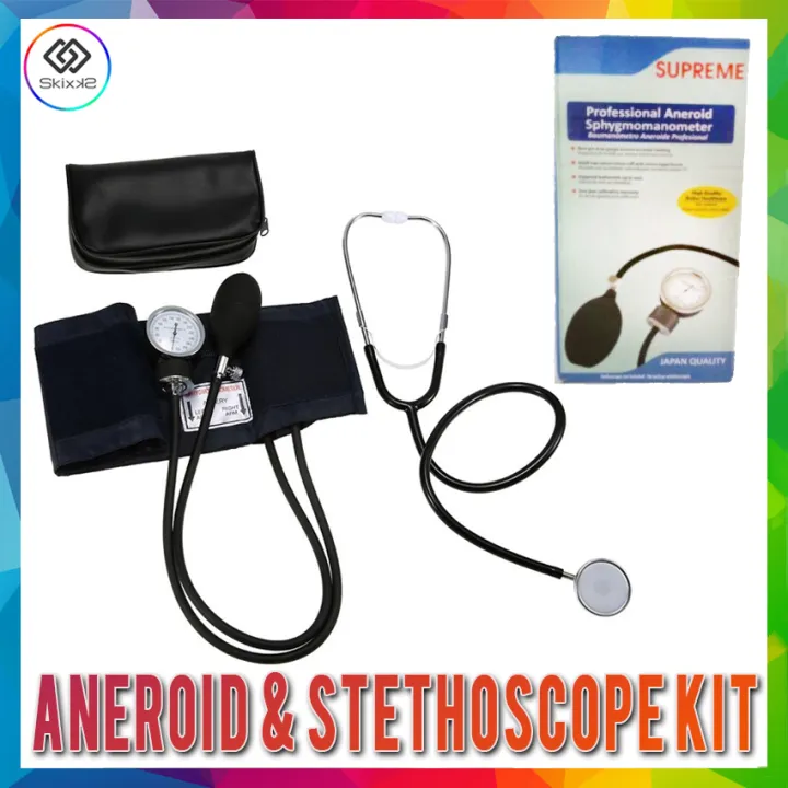 Aneroid Sphygmomanometer Blood Pressure Device Kit Cuff Stethoscope Set ...