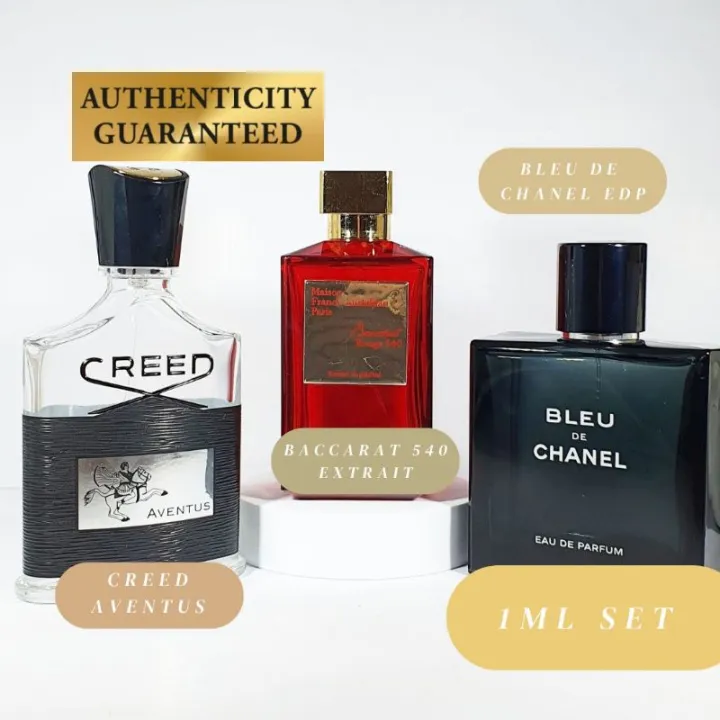 1ml set Creed Aventus Bleu de Chanèl EDP MFK Baccarat rouge Extrait ...