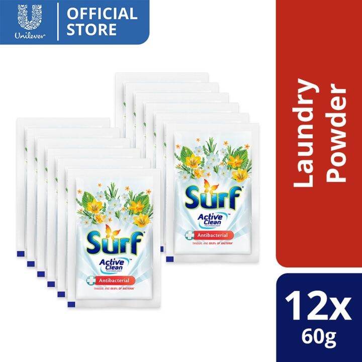 Surf Powder Detergent Antibacterial 60G Sachet Set of 12 | Lazada PH