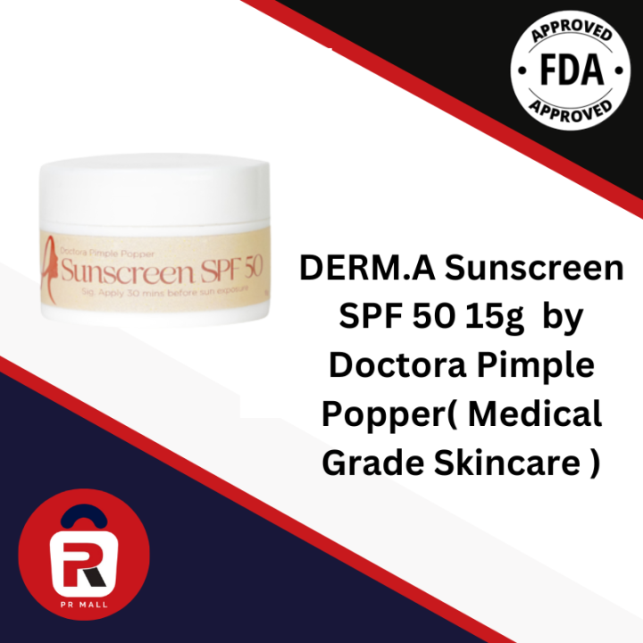 DERM.A Sunscreen SPF 50 15g by Doctora Pimple Popper( Medical Grade ...
