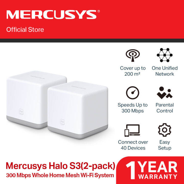 (Powered by TP-Link) Mercusys Halo S3 (3-pack) 300 Mbps Whole Home Mesh ...
