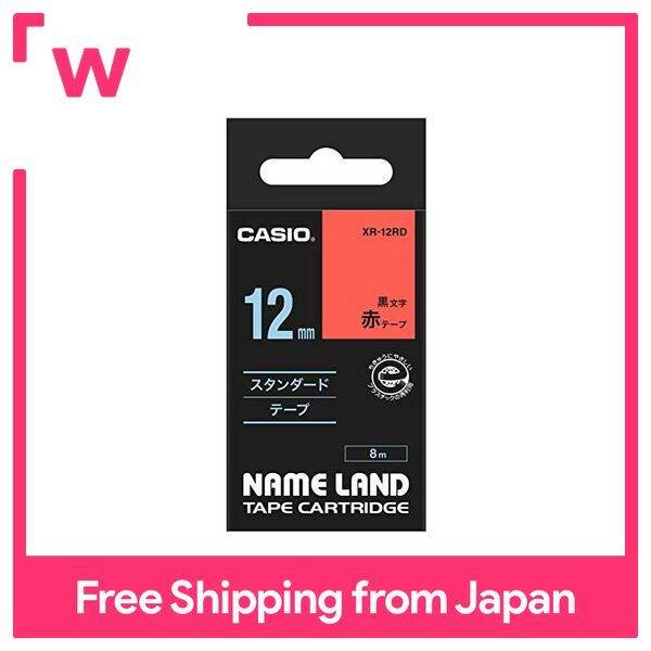 Casio Label Writer Name Land เทปของแท้12Mm XR-12RD ตัวอักษรสีดำบนพื้น ...