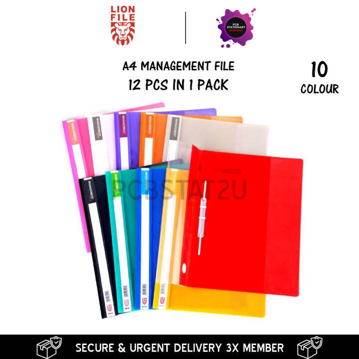 PVC A4 Management File Extra Thick / Assorted Colour - 12Pc/Pack File ...