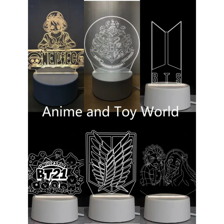 【0n Sale】 ♨ Creative 3 color 3D Acrylic LED Lamp KPOP BTS One Piece ...