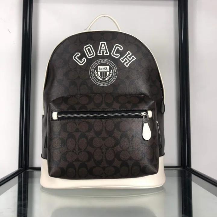 Coach CB909 West Backpack In Signature Canvas With Varsity Motif ...