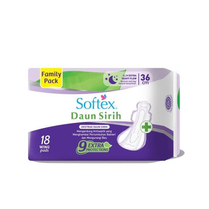 Softex Daun Sirih 36 cm Jumbo pack 18 pcs Pembalut Wanita Sayap | Lazada Indonesia