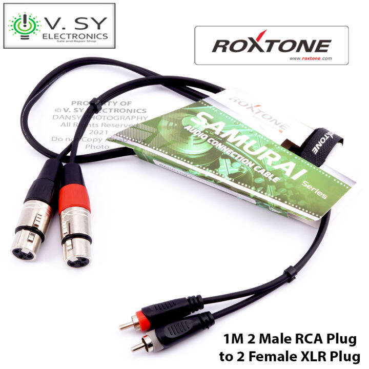 ROXTONE Premium Samurai Series 1M 2 X RCA Male Plug to 2 X Female 3-Pin XLR Plug Dual Connector ...