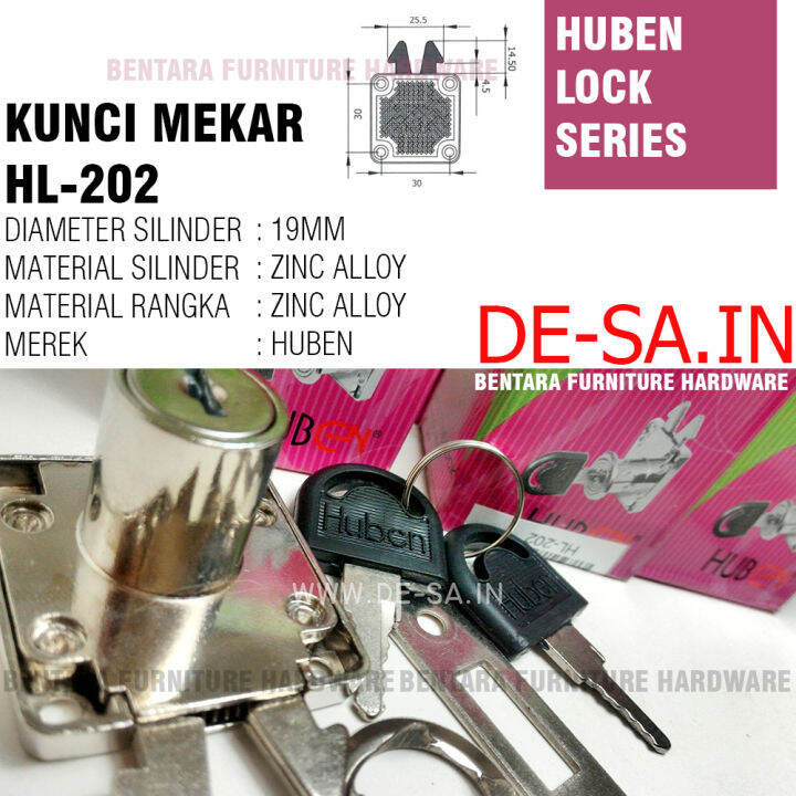 Huben Lock HL-202 Kunci Mekar Lemari Geser (Sliding Door Wardrobe ...
