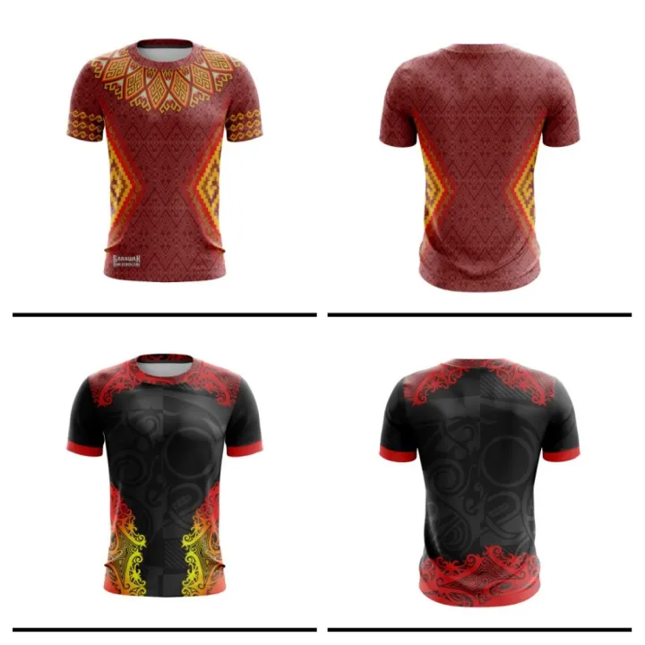 Borneo Design T-Shirt, Sublimation Printing T-Shirt. Ready Stock, DryFit, Round Neck, | Lazada
