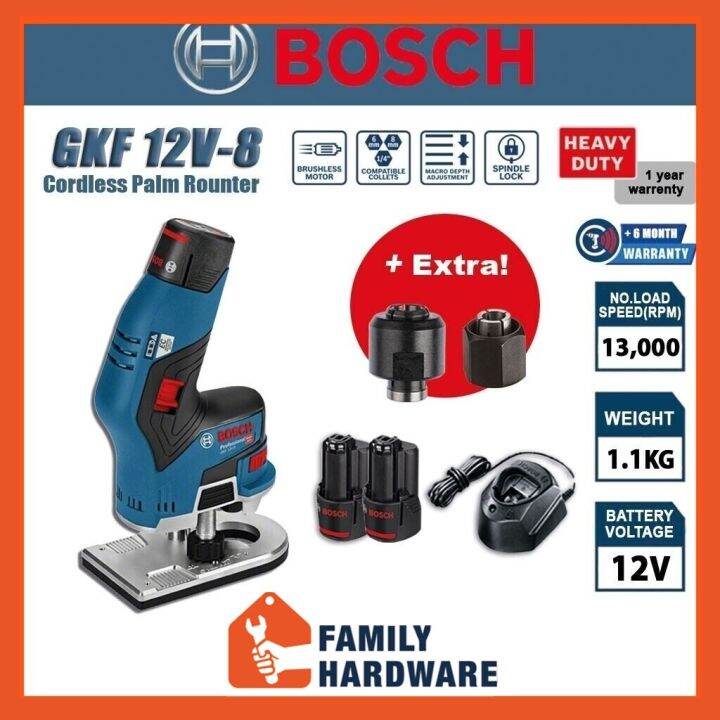 BOSCH GKF 12V-8 Cordless Palm Router SOLO GBA 12V 2.0Ah Li-ion Battery ...
