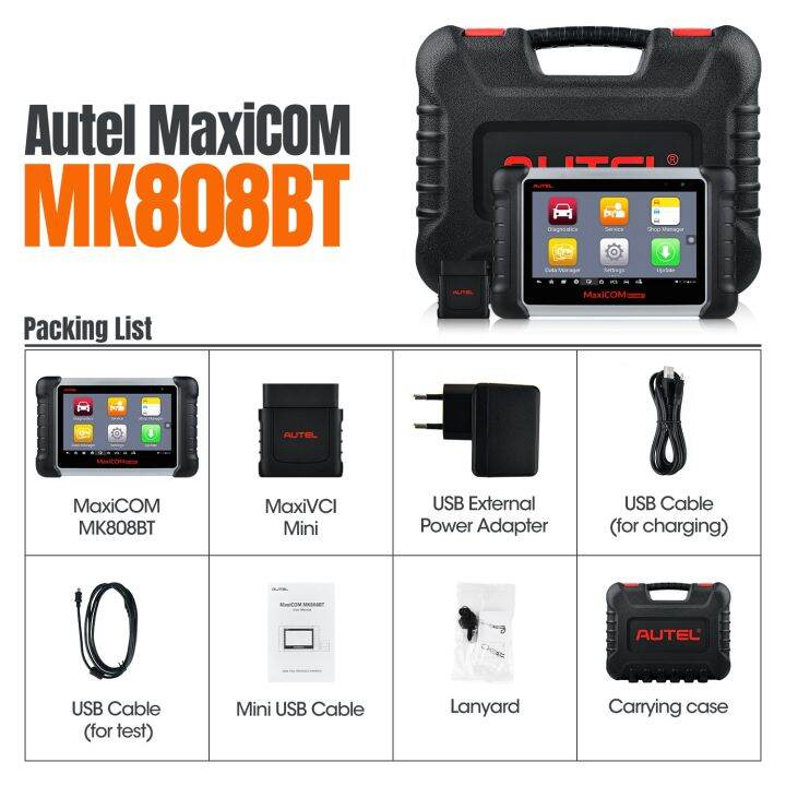 Autel Maxicom เครื่องสแกน MK808BT OBD2ยานยนต์ OE-Level ทุกระบบเครื่อง ...