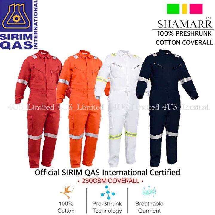 SHAMARR 100% PRESHRUNK SAFETY COVERALL WITH REFLECTIVE 230GSM | HIGH ...
