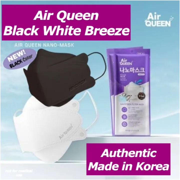 breeze Authentic Air Queen Adult Face Mask FFP2 Korea Nano Breeze Black White (airqueen soomlab ...
