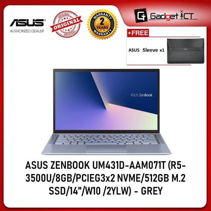 ASUS ZENBOOK UM431D-AAM071T (R5-3500U/8GB/PCIEG3x2 NVME/512GB M.2 SSD ...