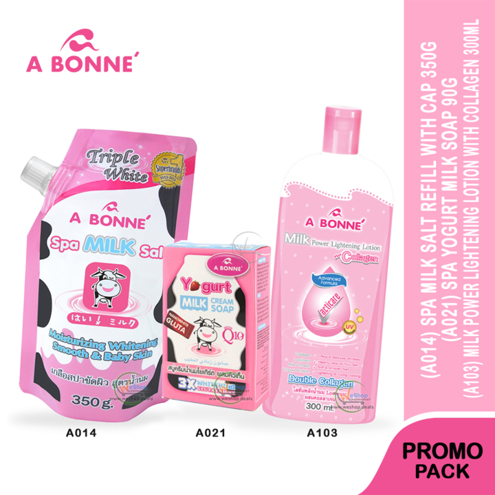 A bonne Milk Salt 350g + Milk&Ygrt Soap 90g + Milk Lotion 300ml ( A014 ...