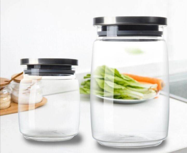 Glass Bottle Canister With Stainless Steel Lid 850ml/1200ml | Lazada