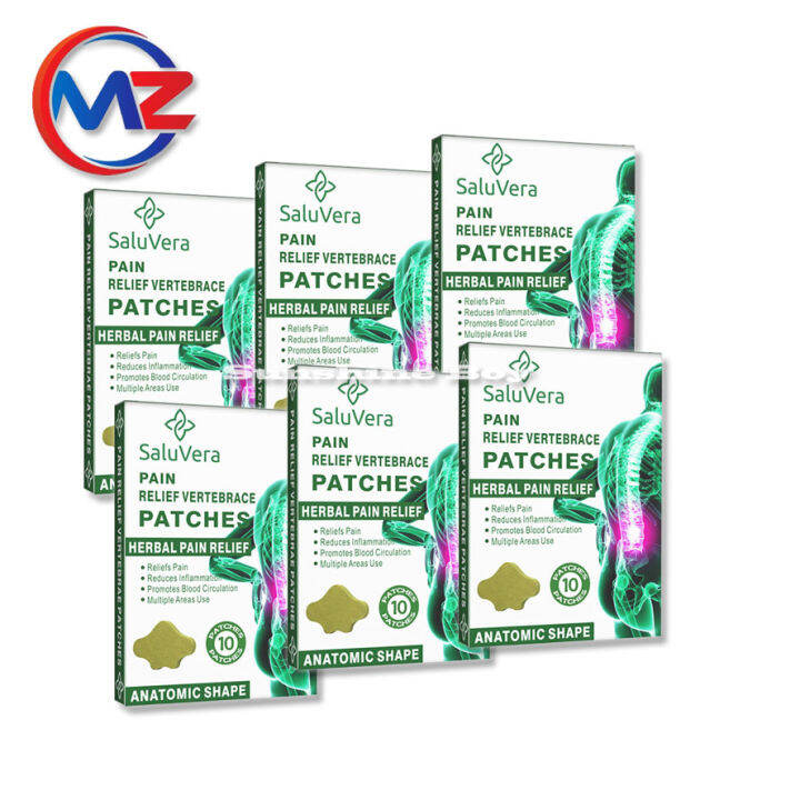 ( SET OF 6 ) SaluVera 10Pcs/Box Pain Relief Lumbar Vertebra Patches Herbal Extract Reduce ...