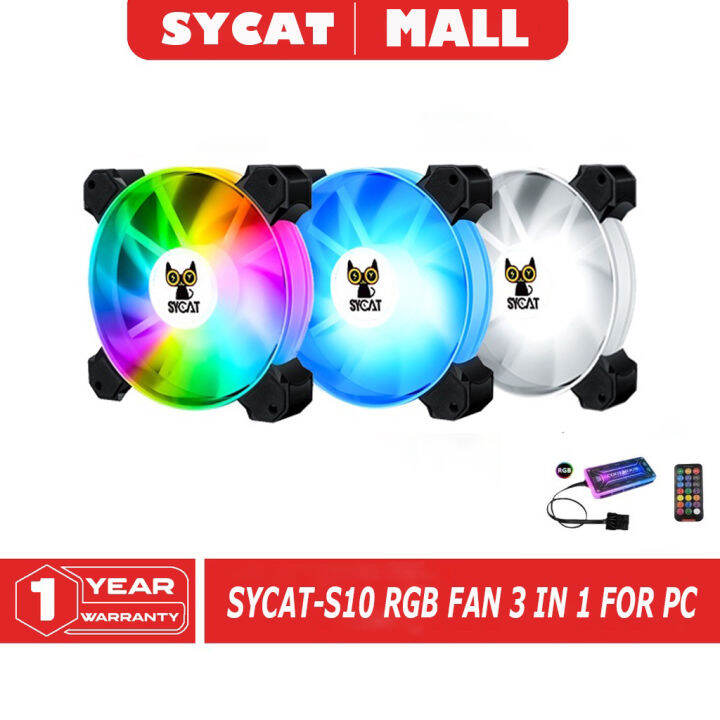 SYCAT S10 RGB FAN 3 pcs 120MM Cooling FAN 3 IN ONE KIT RGB Control LED ...
