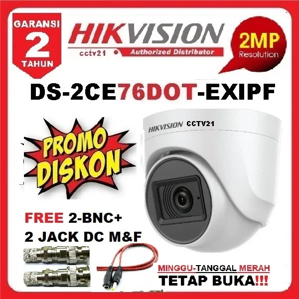 CAMERA CCTV Indoor HIKVISION DS-2CE76D0T-EXIPF 2MP Free 2 BNC Drat 2DC+KBL M&F Harga Lagi Promo ...
