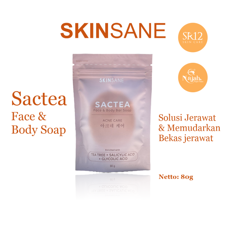 BAR SOAP SACTEA SKINSANE /SABUN WAJAH SKINSANE / FACE & BODY BAR ...