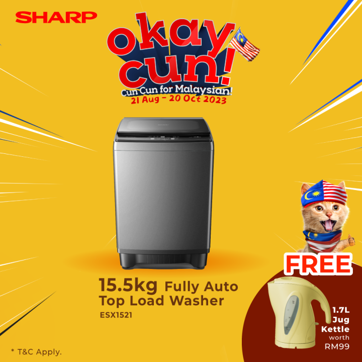 Sharp ESX1521 15.5kg Full Auto Top Load Washing Machine (Deliver within ...