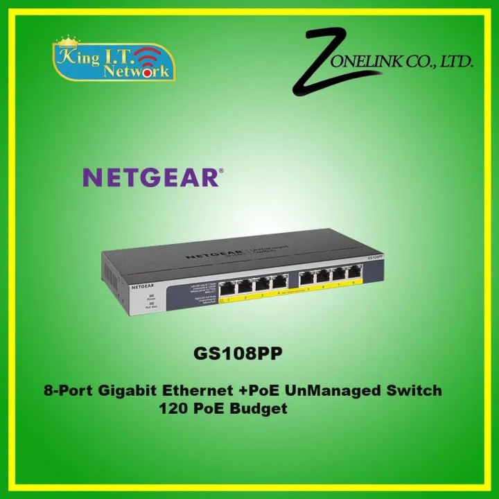 GS108PP NETGEAR 8-Port Gigabit Unmanaged Switch, PoE/PoE+ 123W, Fanless ...