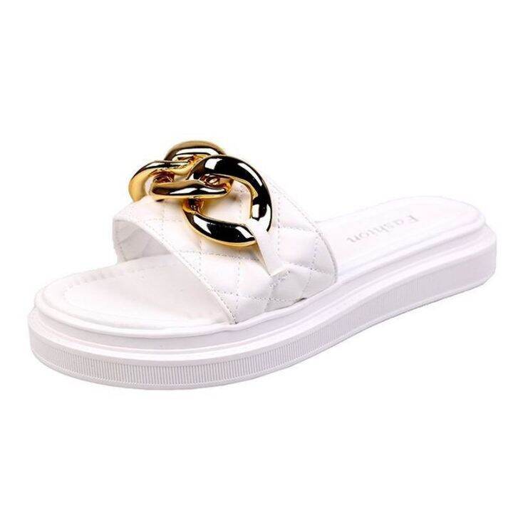 FS- NEW TRENDCASUAL KADENA GOLD CHAIN SLIPPER FOR LADIES | Lazada PH