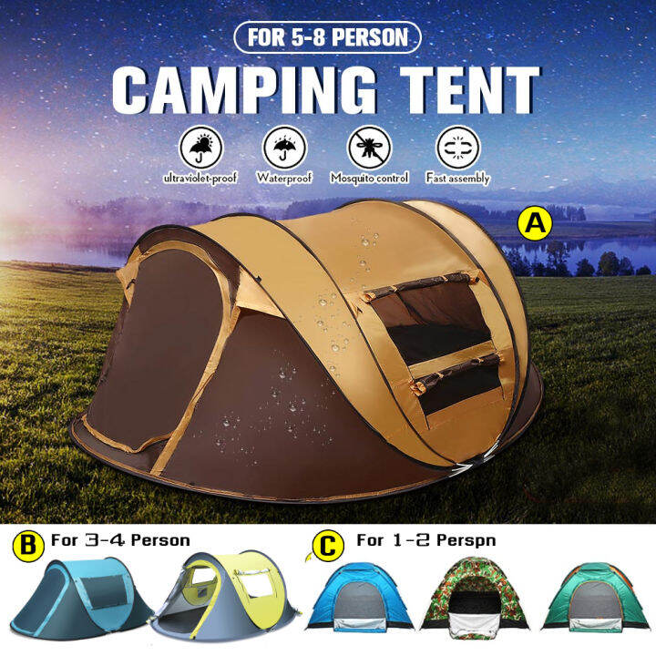 Tahan Angin Tidur Camping Tenda 5-8 Orang Tahan Air Otomatis 1-2/3-4 ...