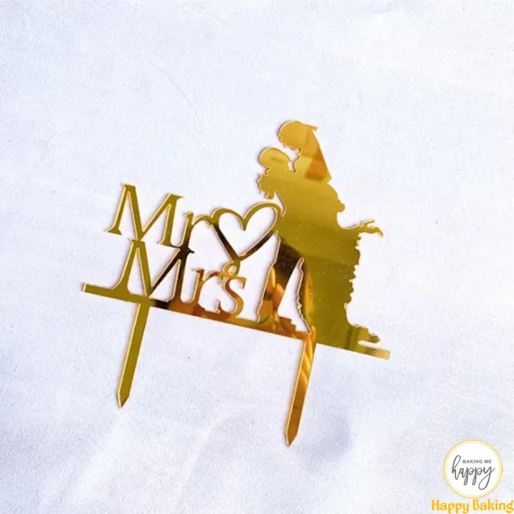 Gold Cake Topper Acrylic Cake Topper Happy Birthday and Wedding Cake ...