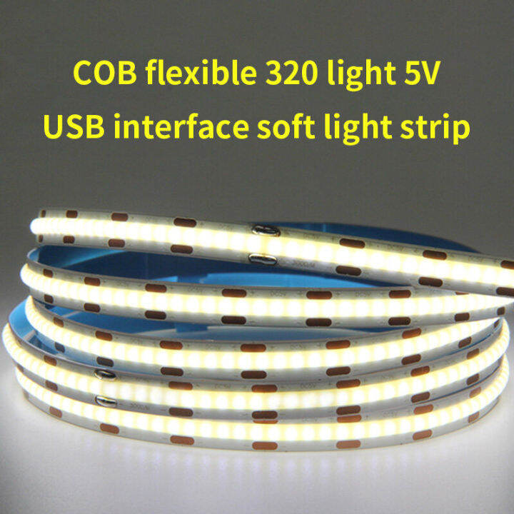 COB LED Strip 320LEDs High Density Flexible COB LED Lights 5V RA90 ...