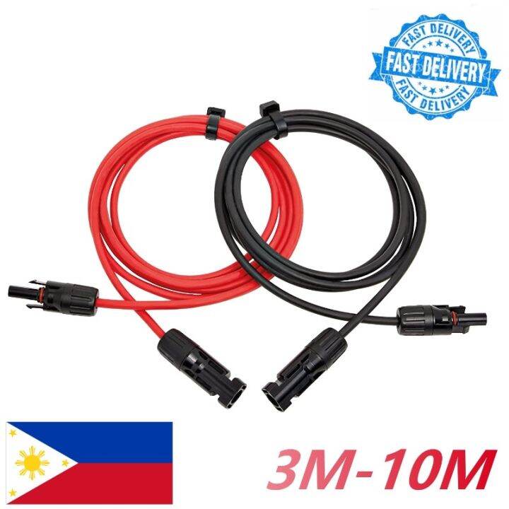 1Pair MC4 Solar Panel Extension Cable Copper Wire 4mm² Black and Red ...