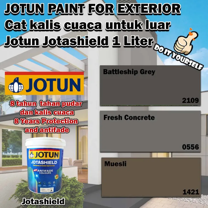 Jotun Jotashield Paint 1 Liter Muesli 1421 / Battleship Grey 2109 ... Jotun Jotashield Paint 1 Liter Muesli 1421 / Battleship Grey 2109 ...