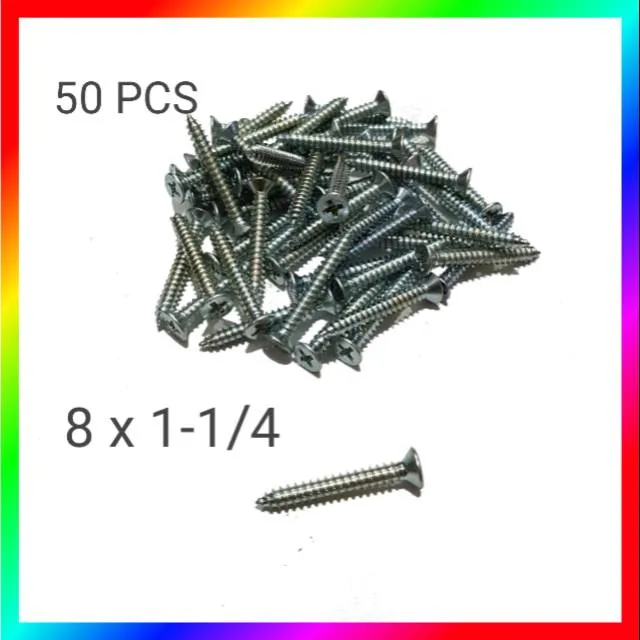 50 PCS BAUT SEKRUP CACING JF 8 X 1-1/4 KEPALA RATA | Lazada Indonesia