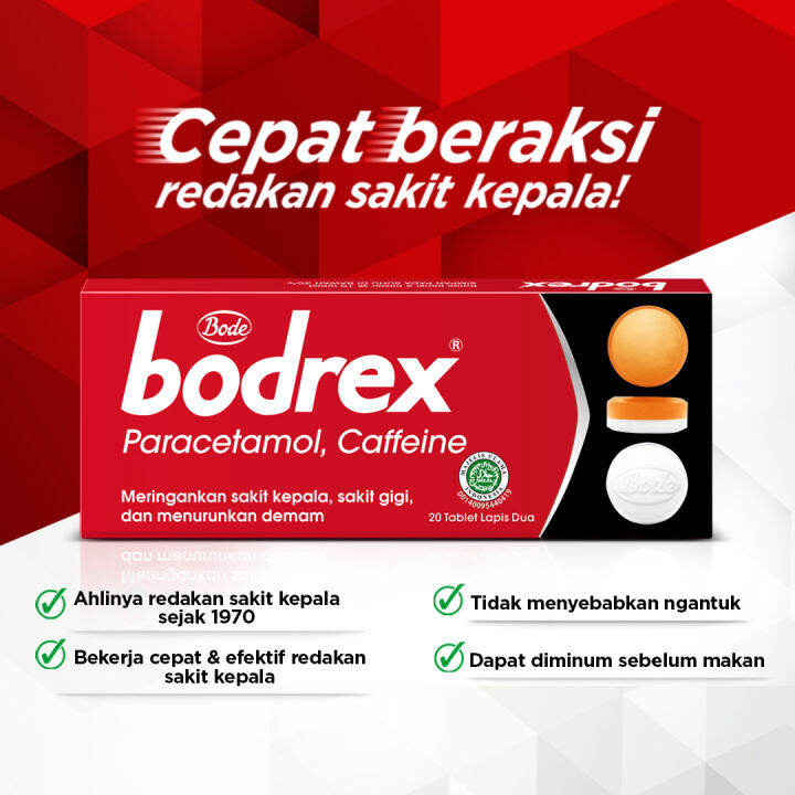 Bodrex Obat Sakit Kepala, Nyeri & Demam Tablet [20 pcs] Red | Lazada ...