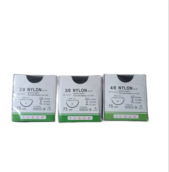 Nylon Blue Monofilament Curved Cutting Non Absorbable Suture (12Sachet ...