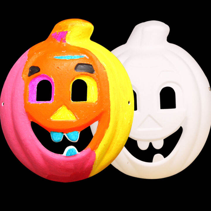 Halloween children hand-painted diy white pumpkin pulp mask model ...