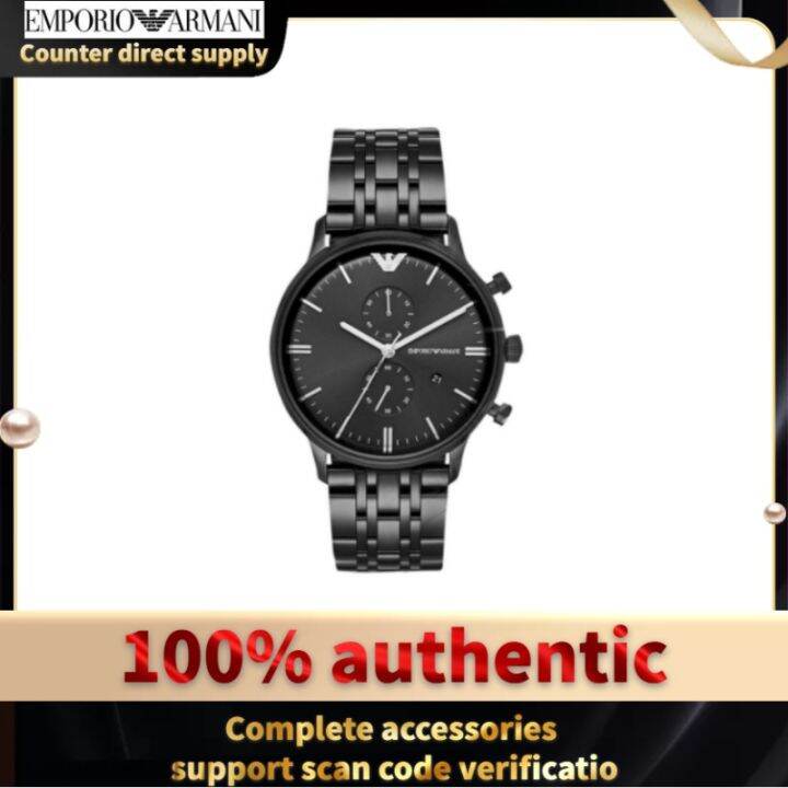 {คุณภาพสูง} Emporio Armani AR1934นาฬิกาโครโนกราฟหน้าปัดสแตนเลสสตีลสีดำ ...