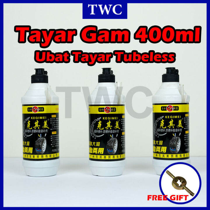 TWC Tubeless Tyre Ubat Tayar Gam 400ML Tayar Tubeless Tyre Liquid Tayar ...