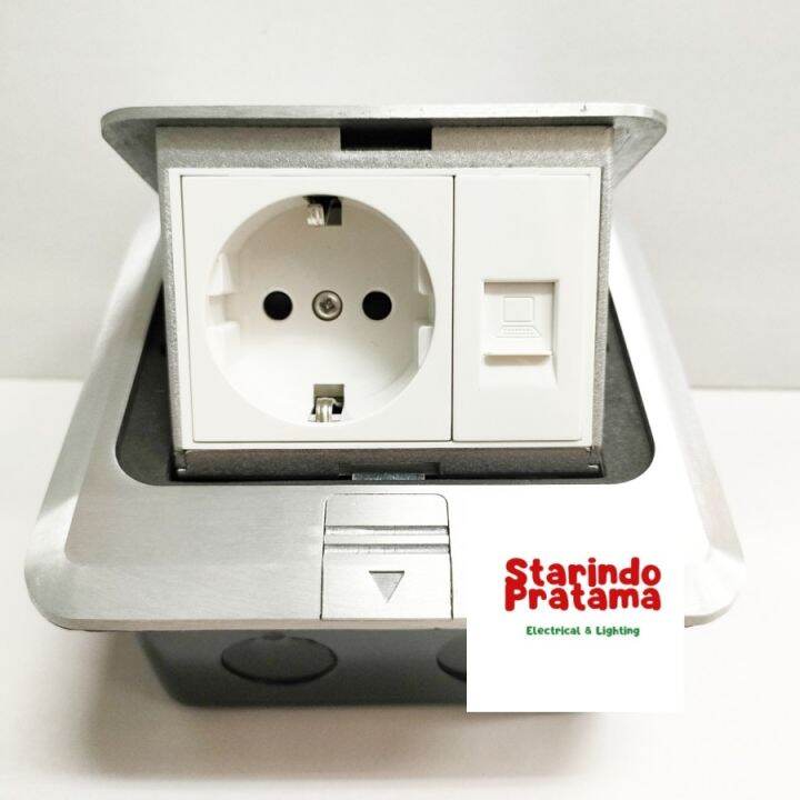 STOP KONTAK LANTAI TANAM POP UP SOCKET 1 LUBANG + DATA RJ45 / USB ...