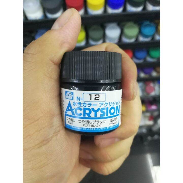 สีสูตรน้ำ Mr.Acrysion Color N12 BLACK (Flat) 10ml | Lazada.co.th