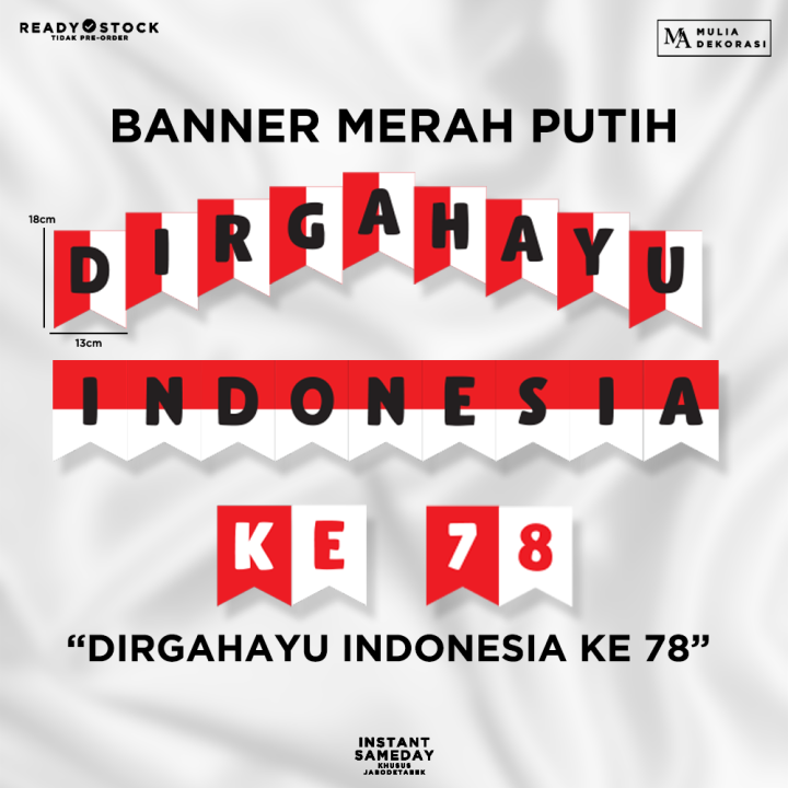 Bunting Flag Banner Polos Merah Putih Dirgahayu Indonesia Kemerdekaan ...